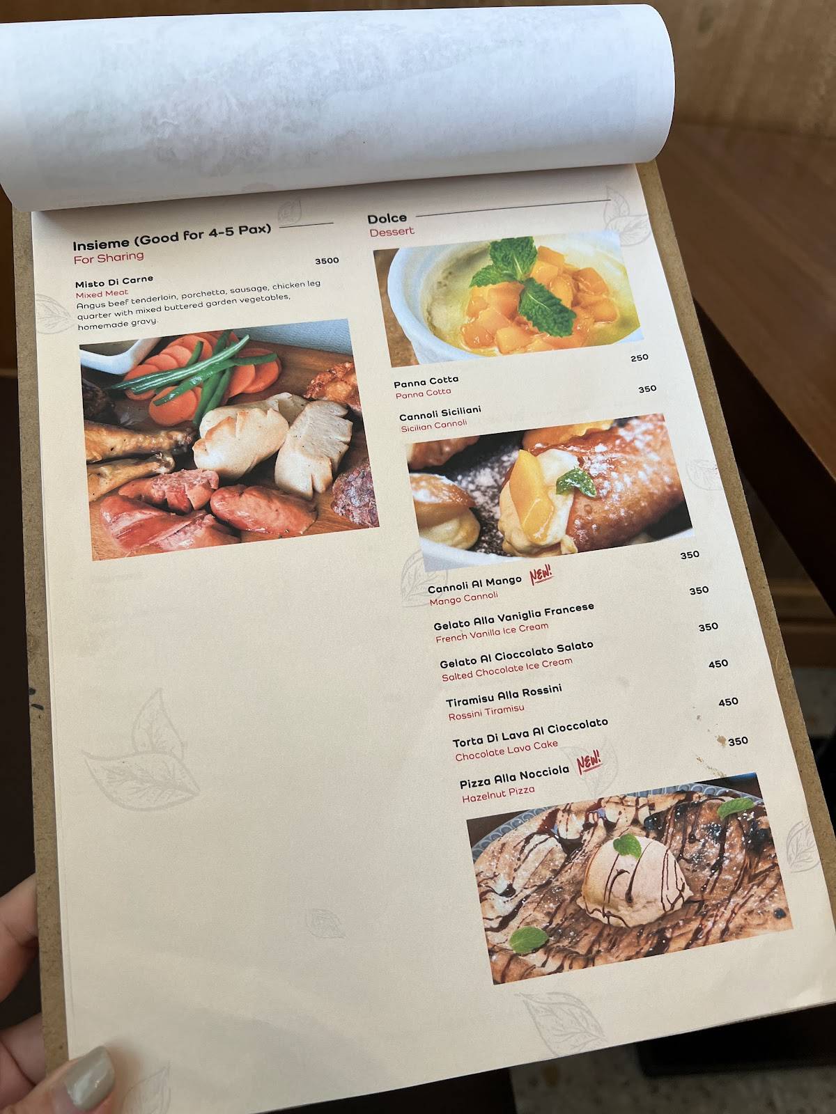 Menu at Rossini Ristorante Italiano pub & bar, Pasay