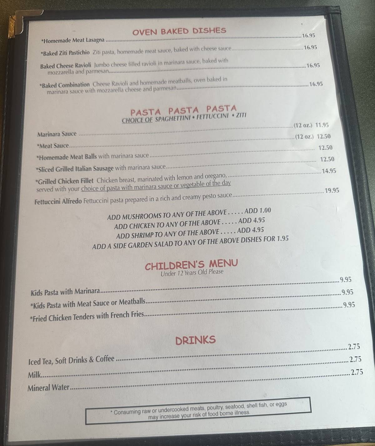 Menu at Rossini's Italian Restaurant, Indian Trail, E Independence Blvd A