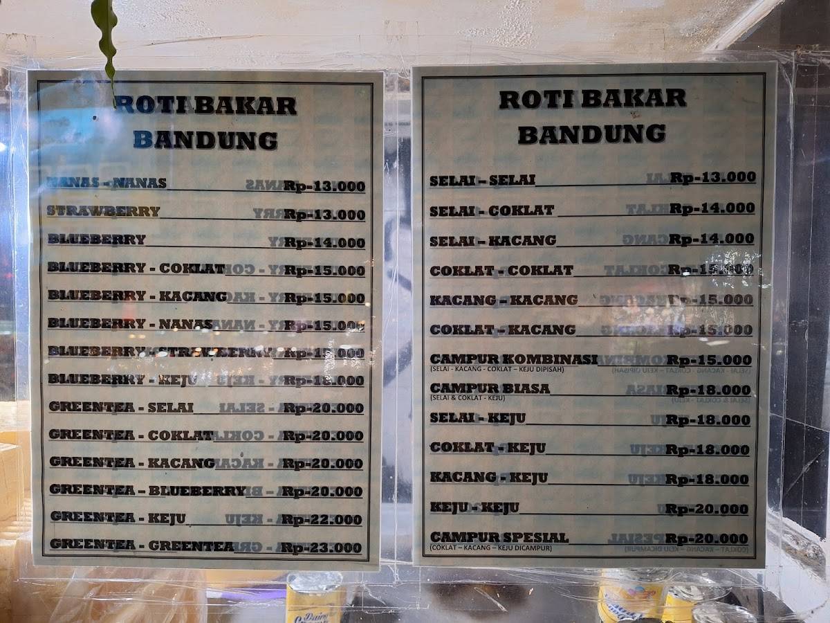 Menu at Roti Bakar Bandung, Jaya