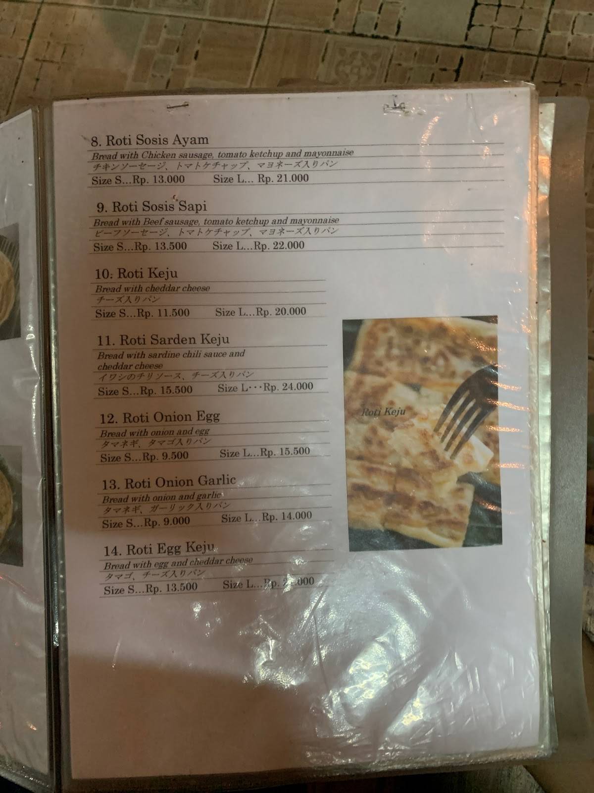 Menu at Roti Canai & Teh Tarik Warung Bunana cafe, Kuta Selatan, Jl ...