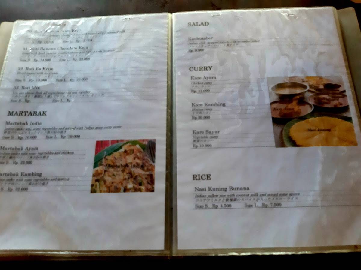 Menu at Roti Canai & Teh Tarik Warung Bunana cafe, Kuta Selatan, Jl ...