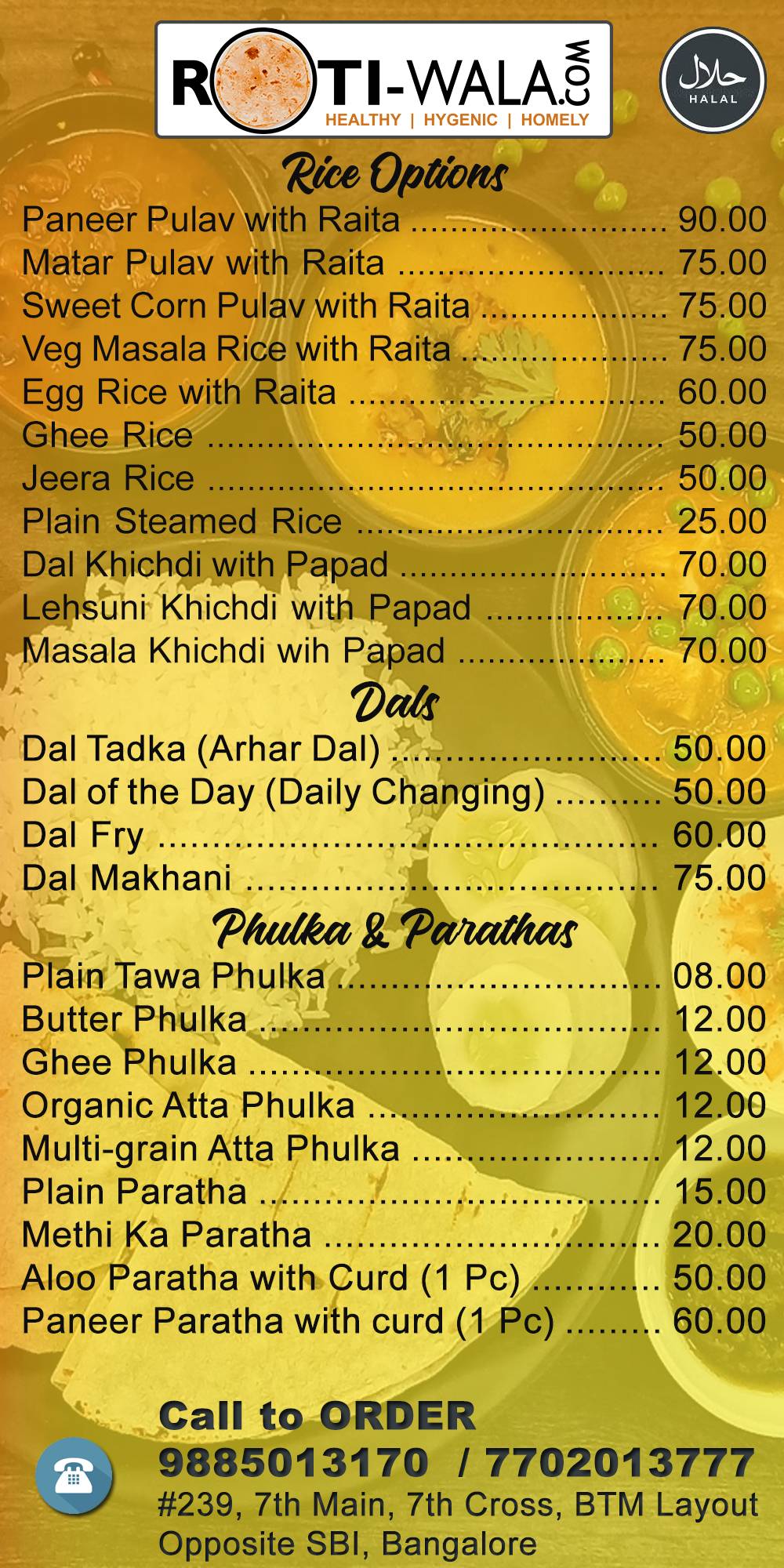 Menu at Roti-Wala.com, Bengaluru, 7th