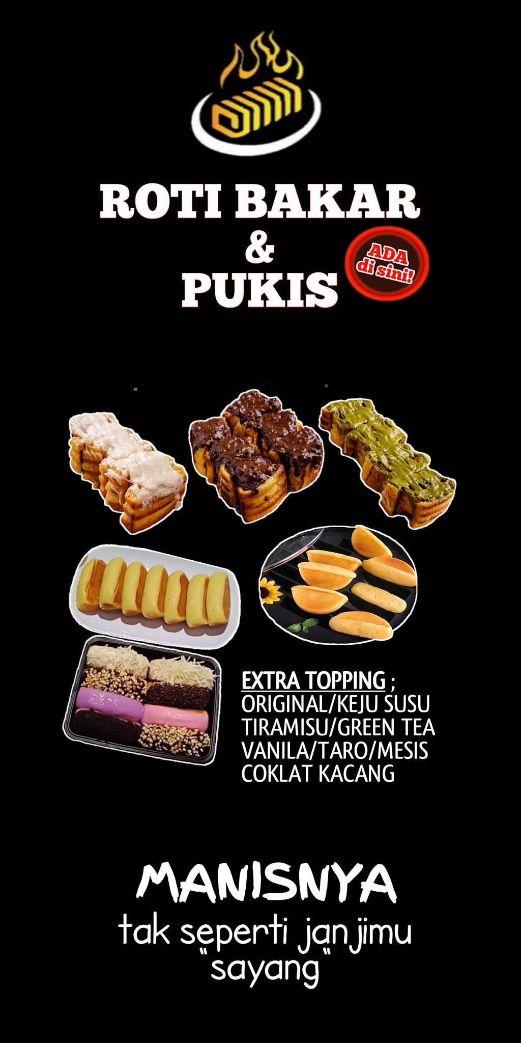 Menu at Roti bakar Kinan restaurant, Indonesia