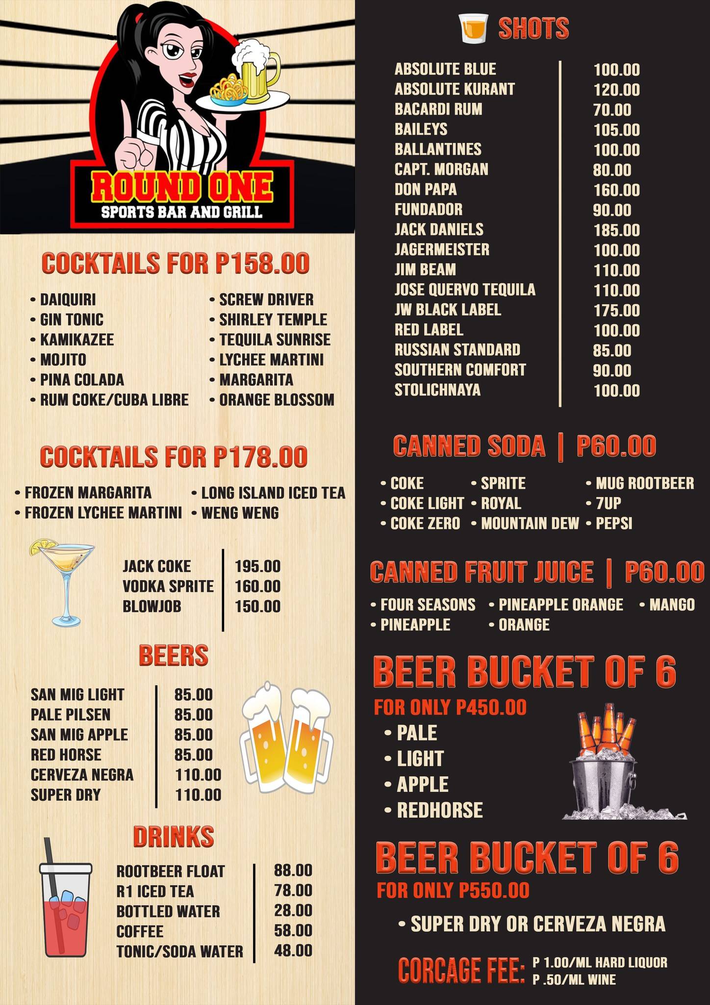 Menu at Round One Sports Bar And Grill, Quezon City