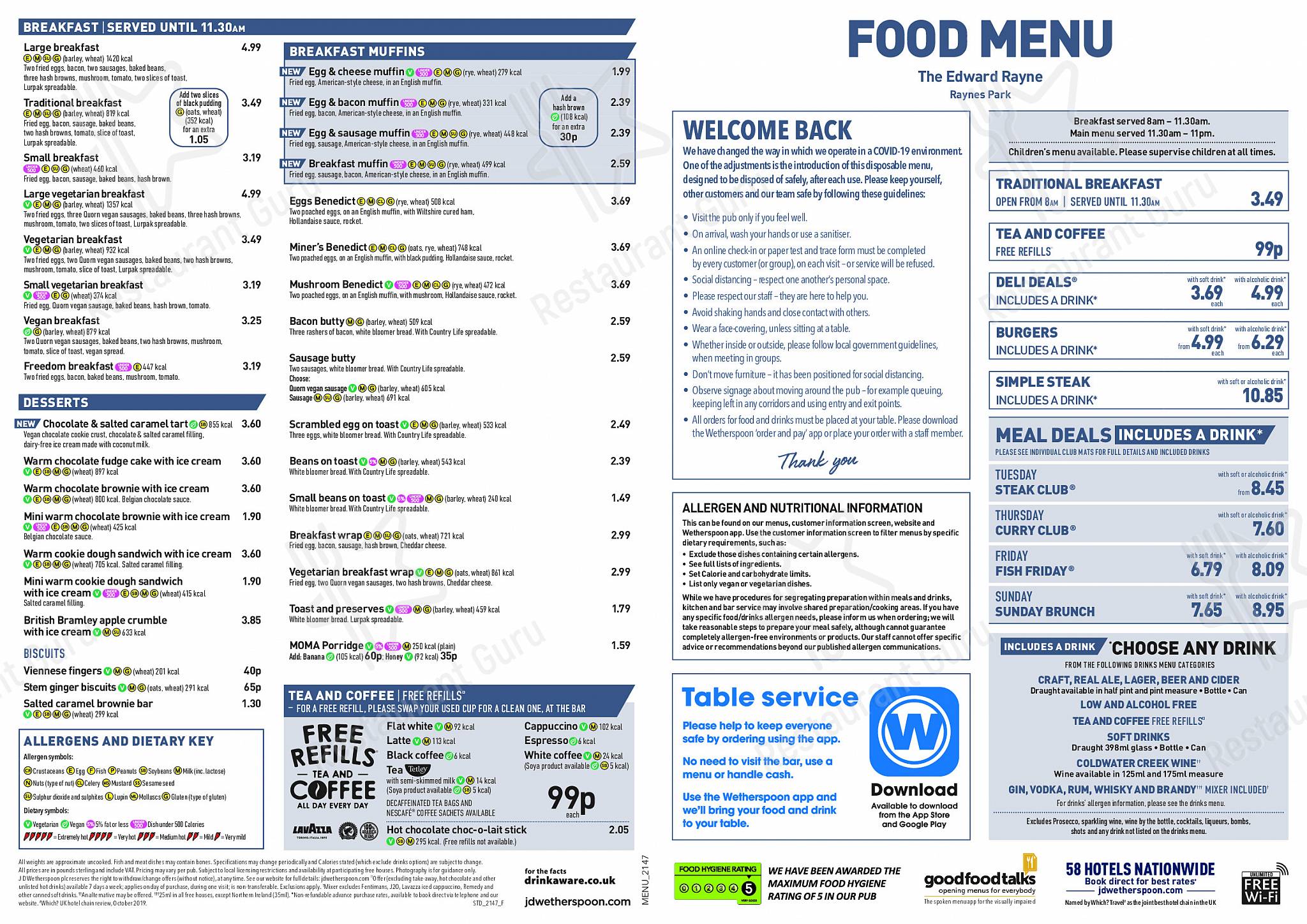 Menu at Royal Oak Inn & Knife & Cork Restaurant, Grimsby, 68 Louth Rd