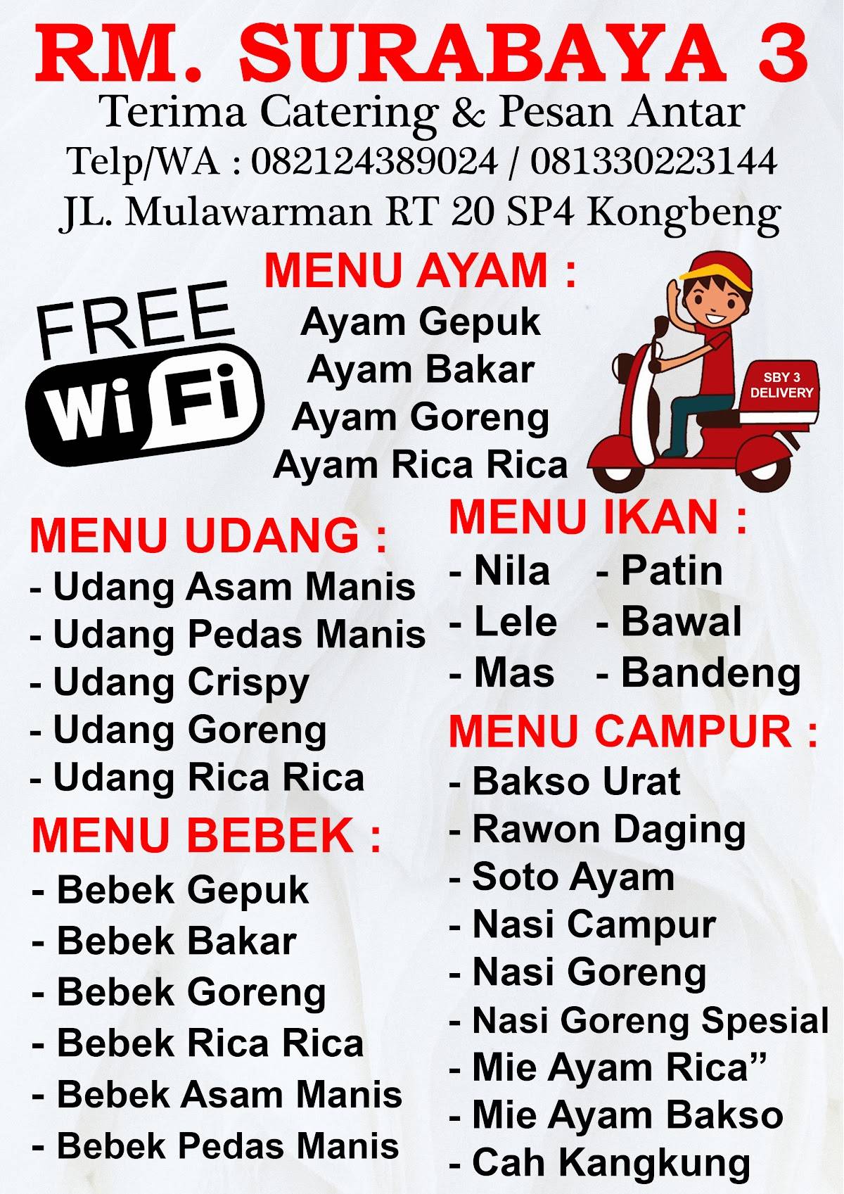 Menu at Rumah Makan Surabaya 3, Indonesia