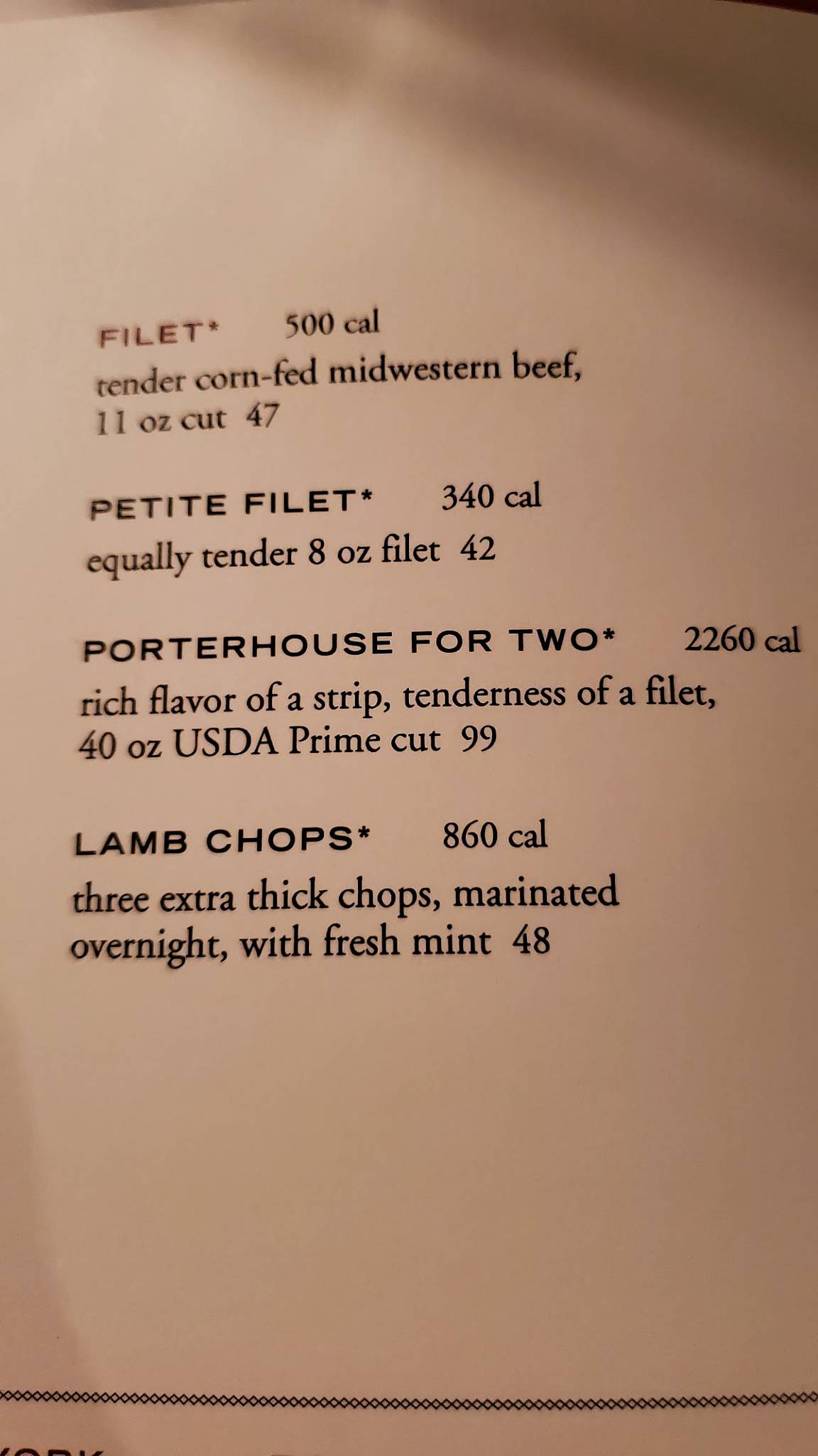 Menu at Ruth's Chris Steak House steakhouse, King of Prussia