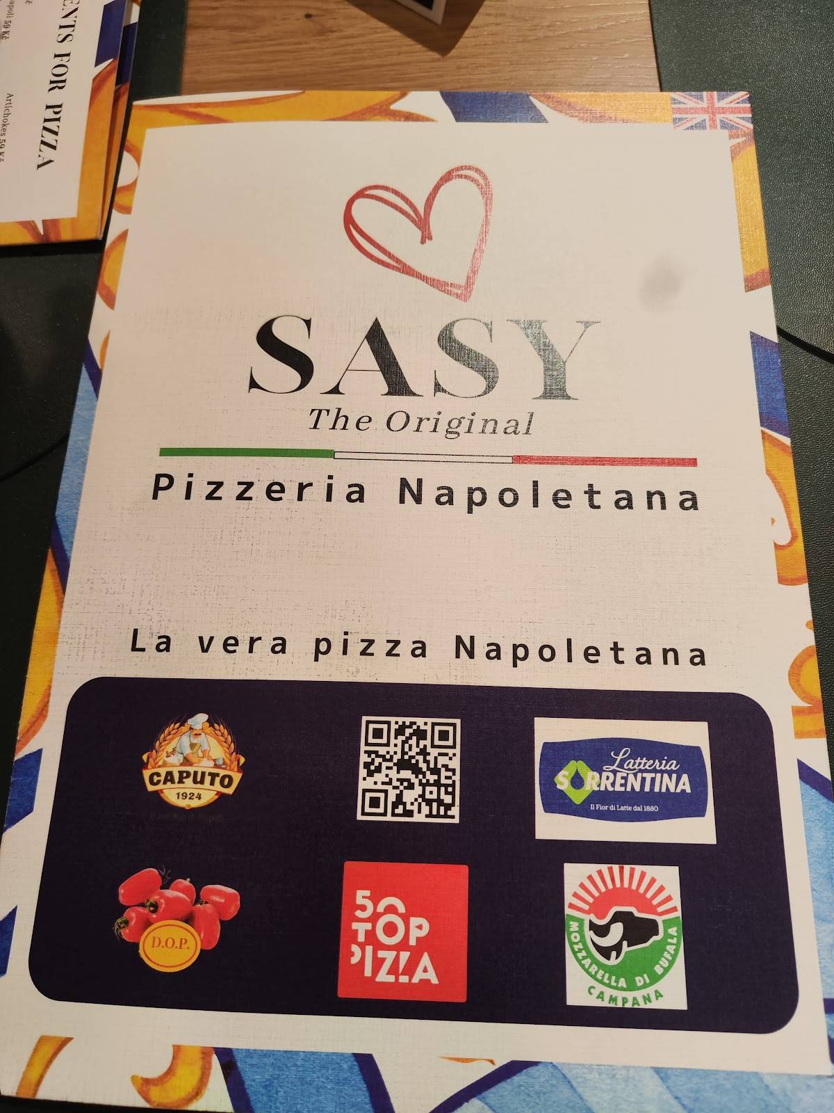 Menu at SASY The Original restaurant, Prague