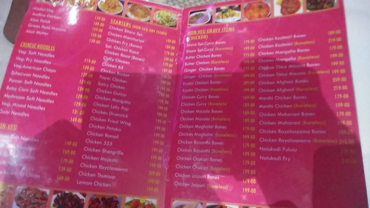 Menu at SITARA GRAND Family Restaurant, Nandyal