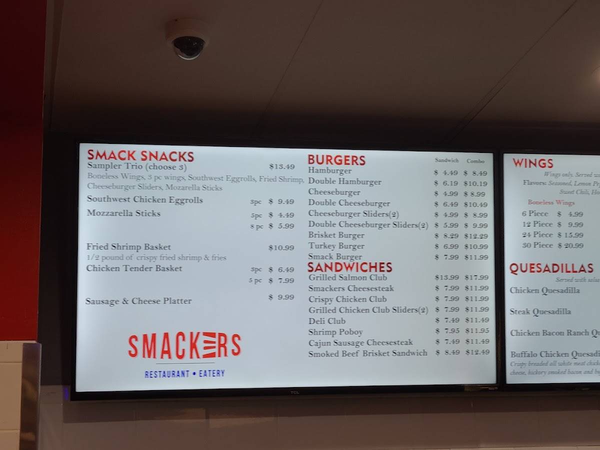 Menu at SMACKERS restaurant, Memphis, US-64 Suite 101