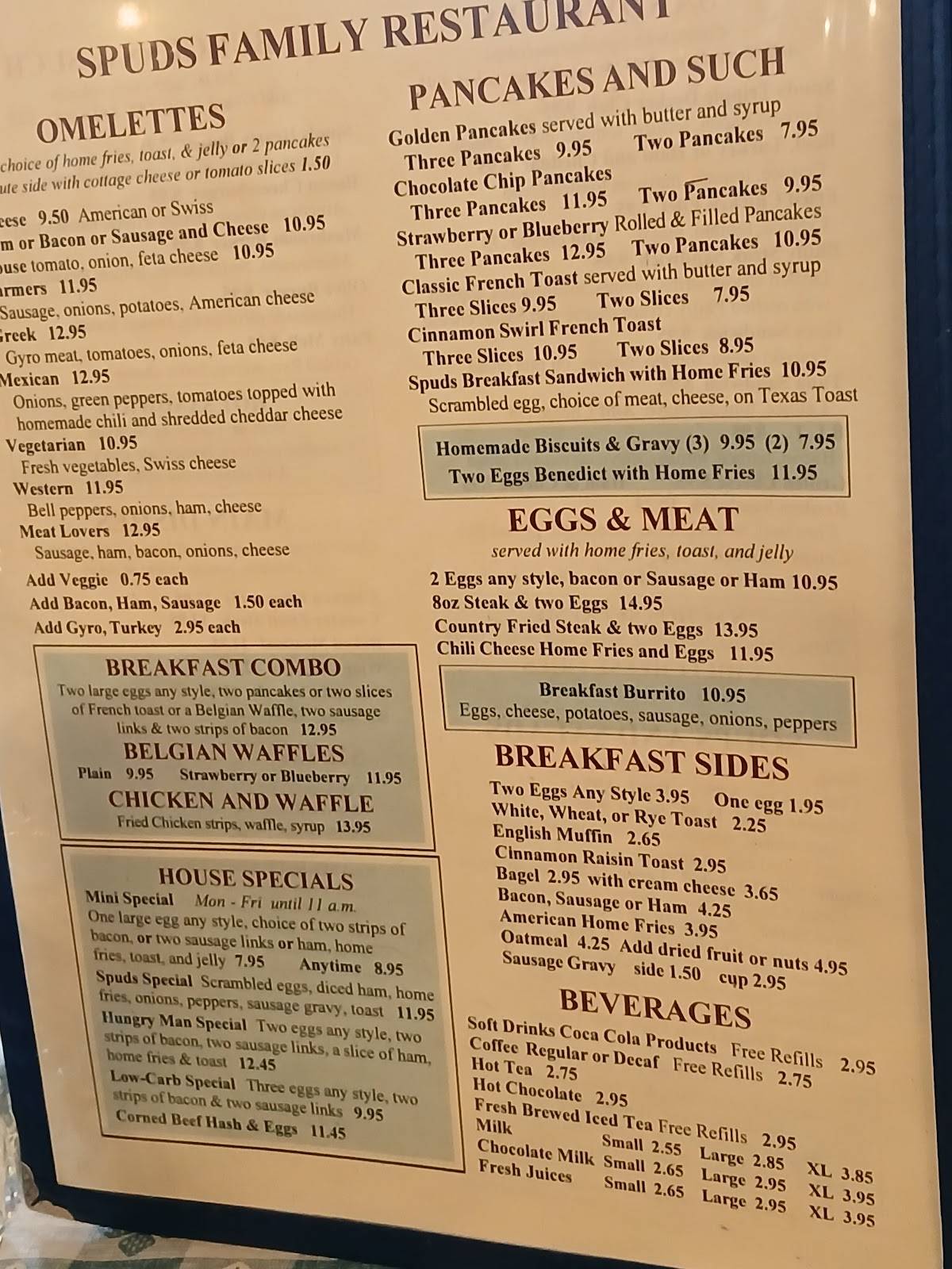 Menu at SPUDS Restaurant and Greek Pastry Shop, Lansing