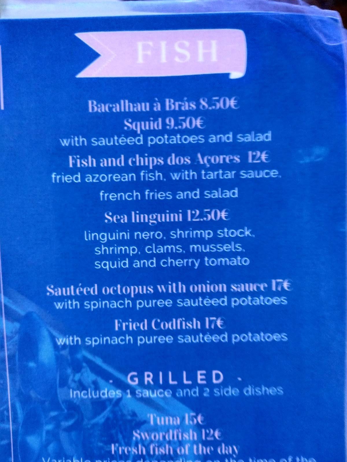 Menu at STAGE Restaurant, Ponta Delgada
