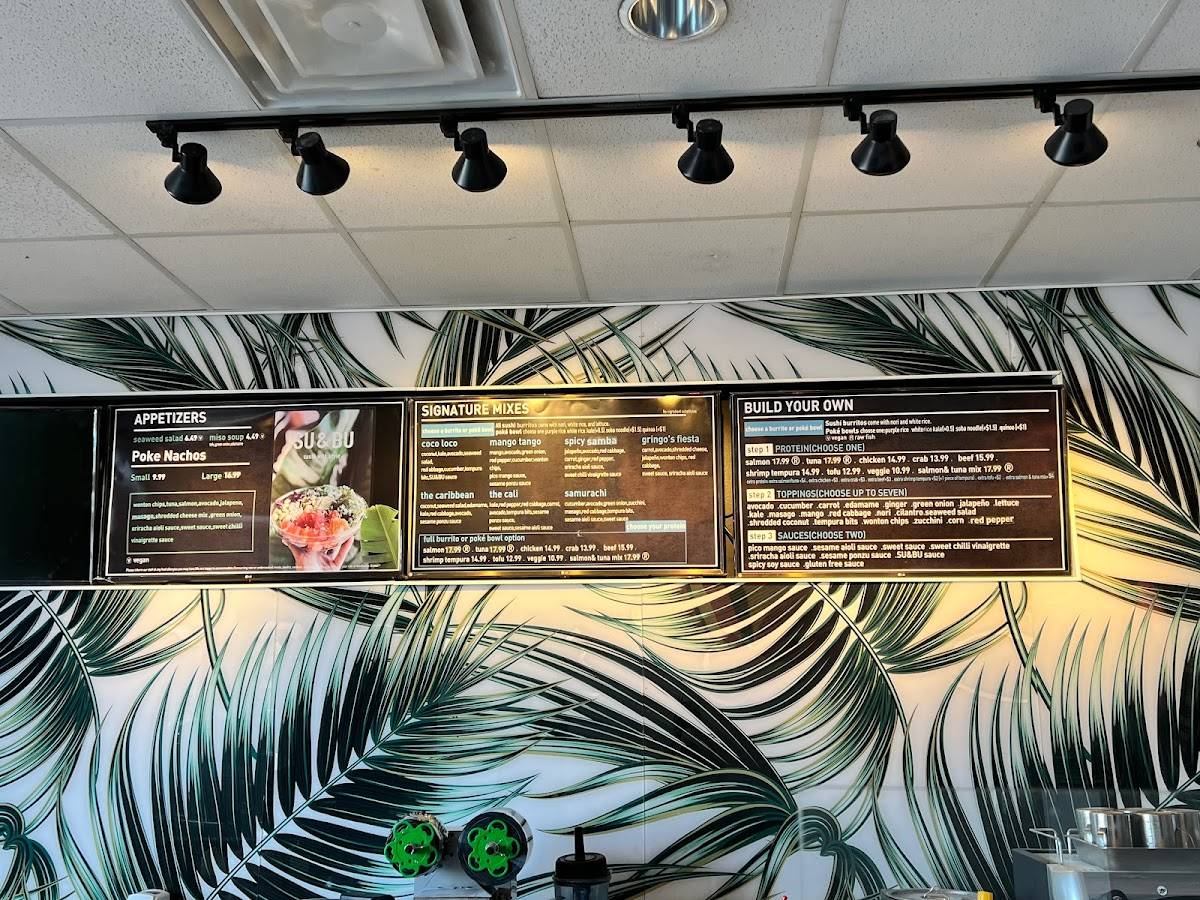 Menu at SU&BU restaurant, Newmarket