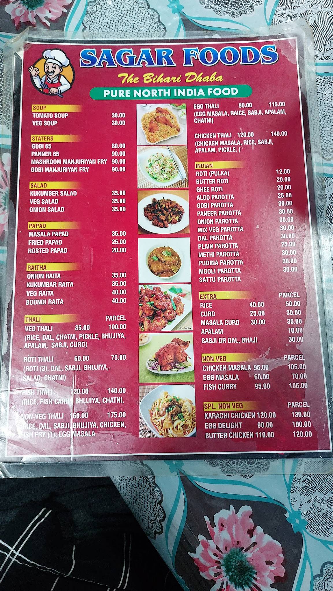 Menu at Sagar Food, The Bihari Dhaba, Chennai