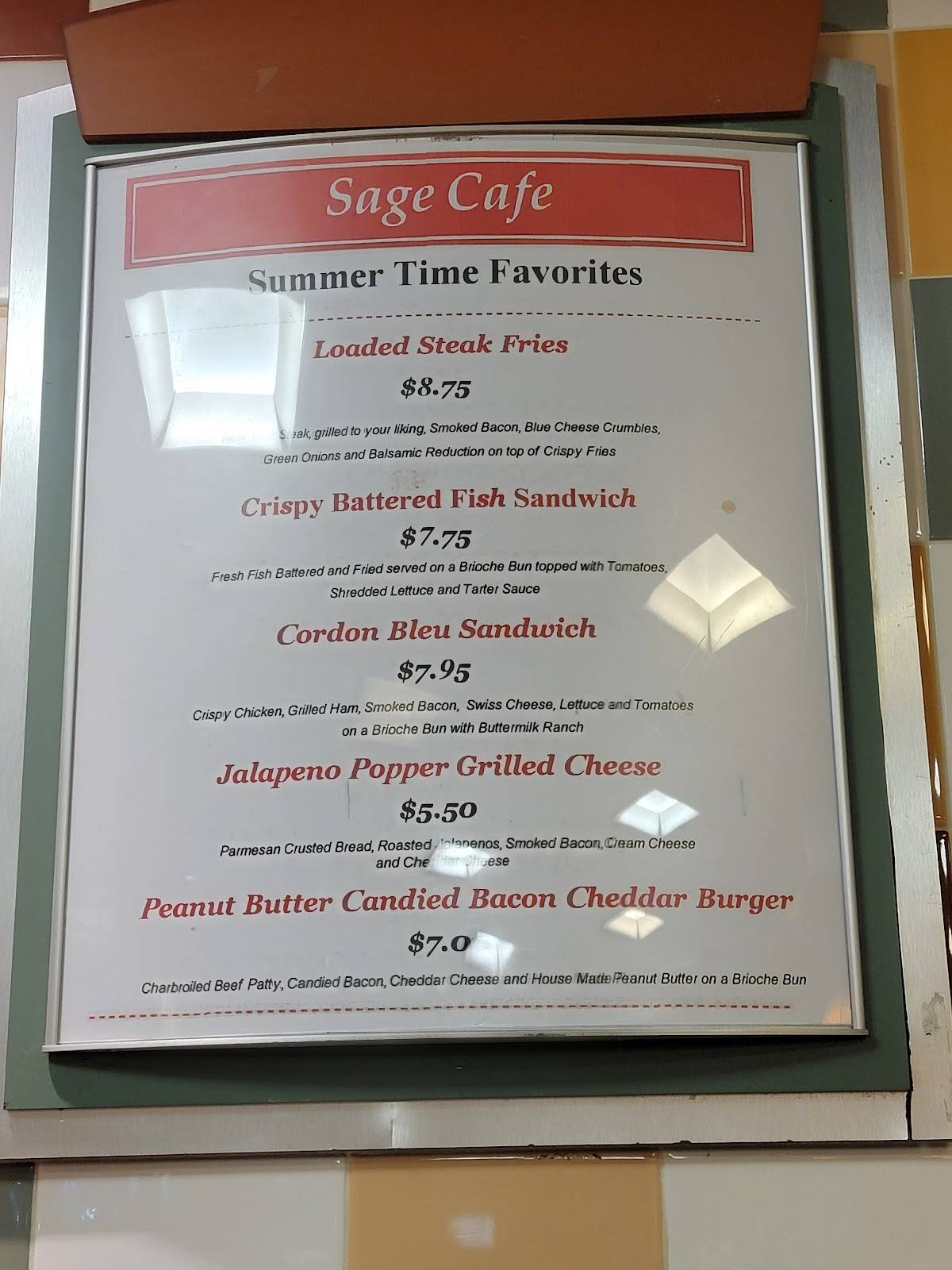 Menu at Sage Cafe, Carson City