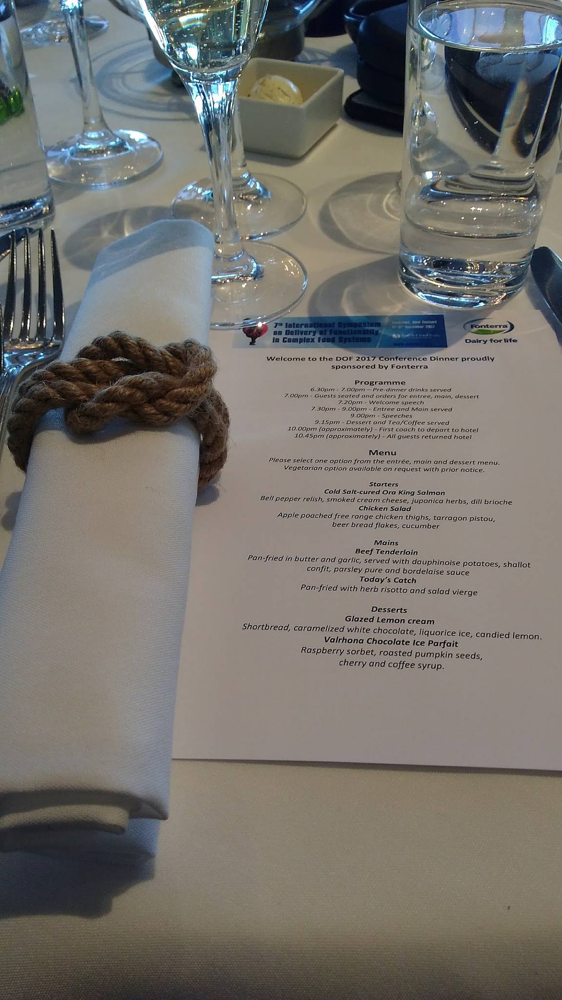Menu at Sails Restaurant, Auckland