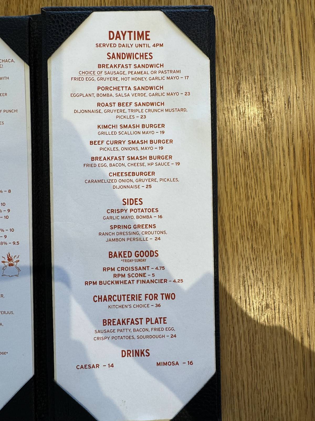 Menu at Fat Rabbit restaurant, St. Catharines