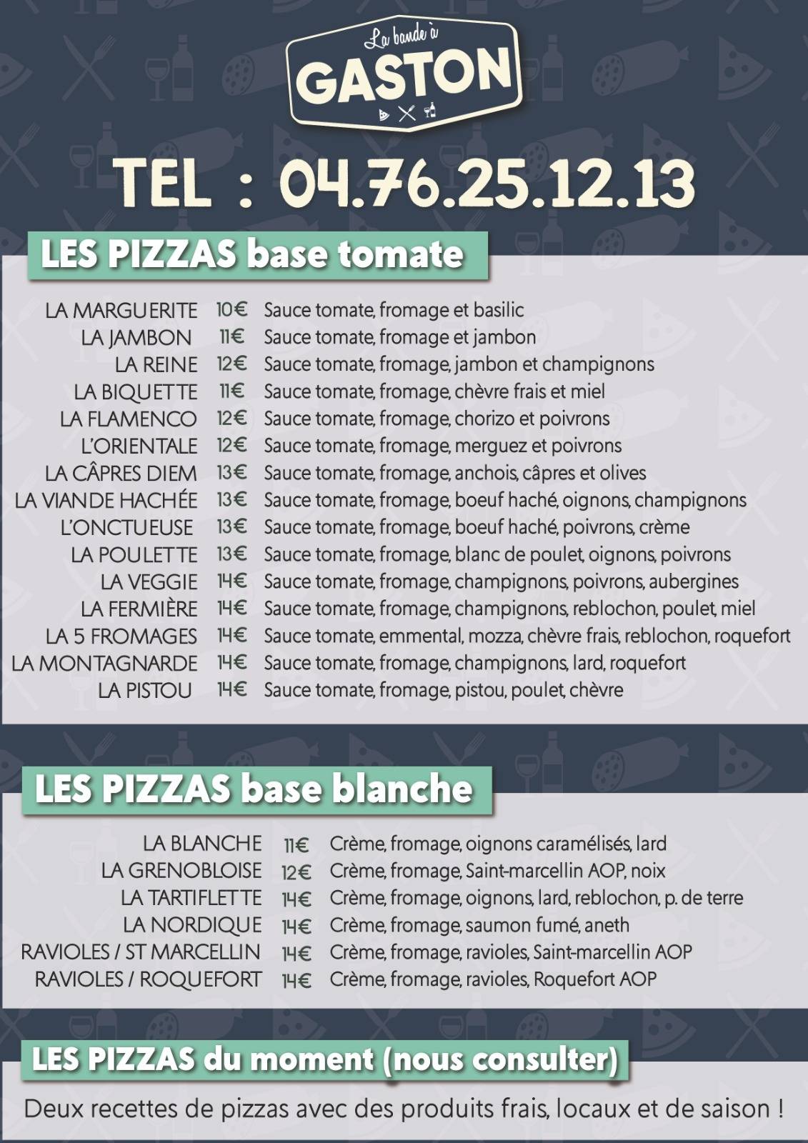 Menu au GASTON Saint-Egrève pizzeria, Saint-Égrève