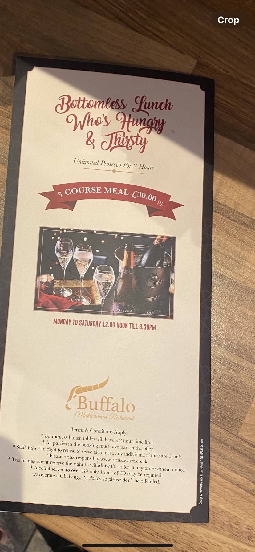 Menu at Buffalo Mediterranean Restaurant, Saint Neots
