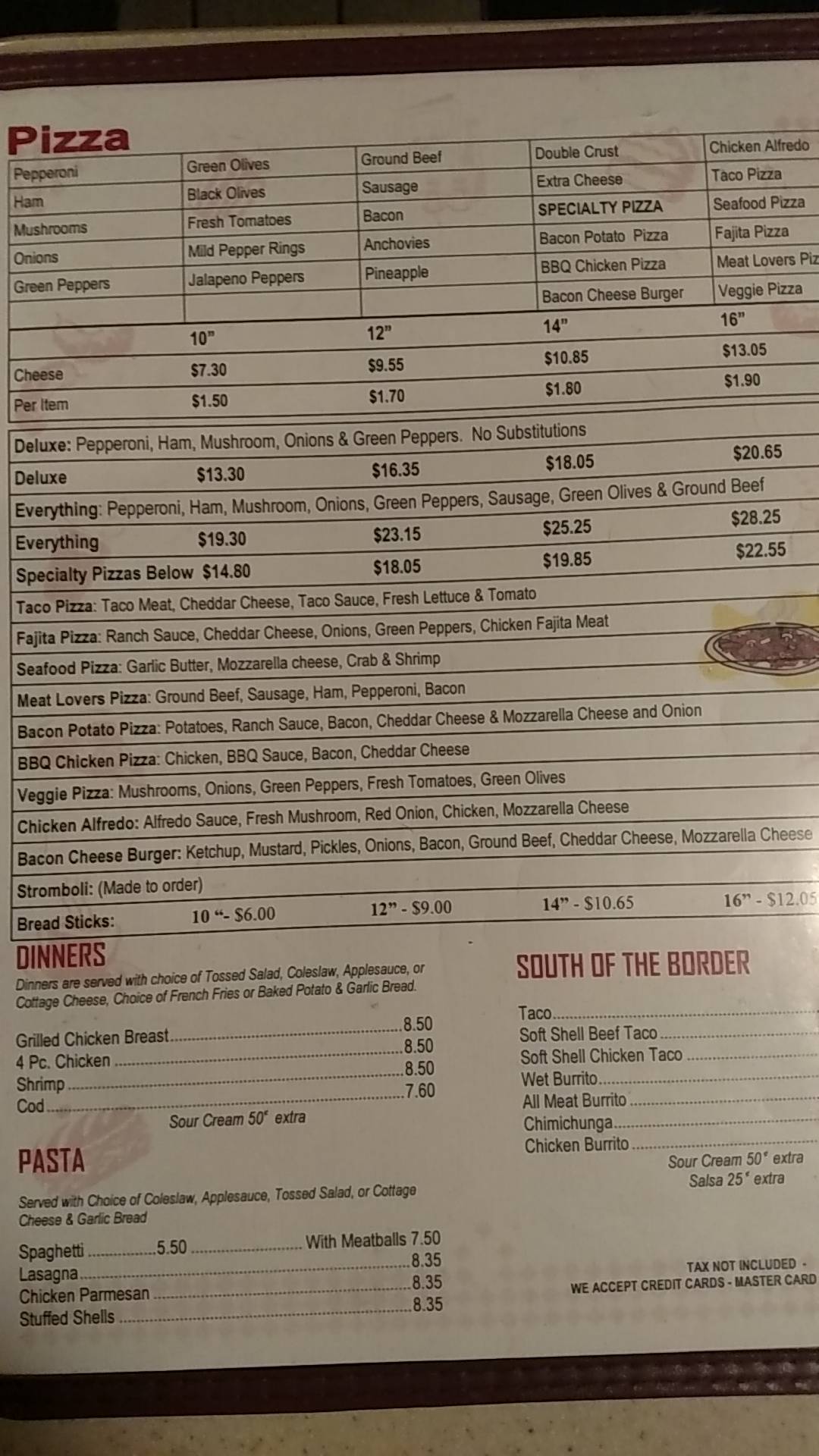 Menu at Sajo's Pizza Delton pizzeria, Delton