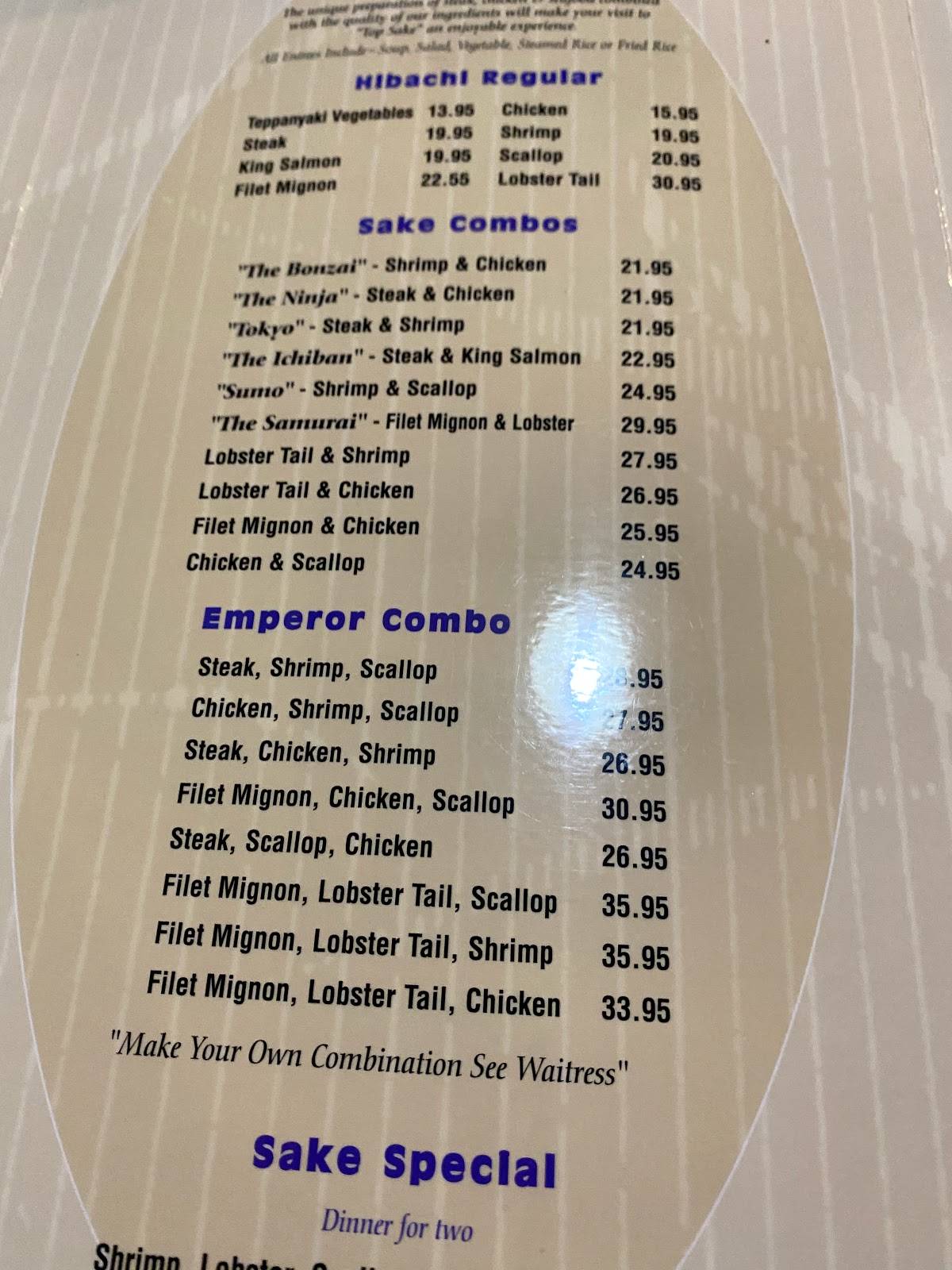Menu at Sake Japanese Steak House & Sushi Bar, Dayton, Miamisburg ...