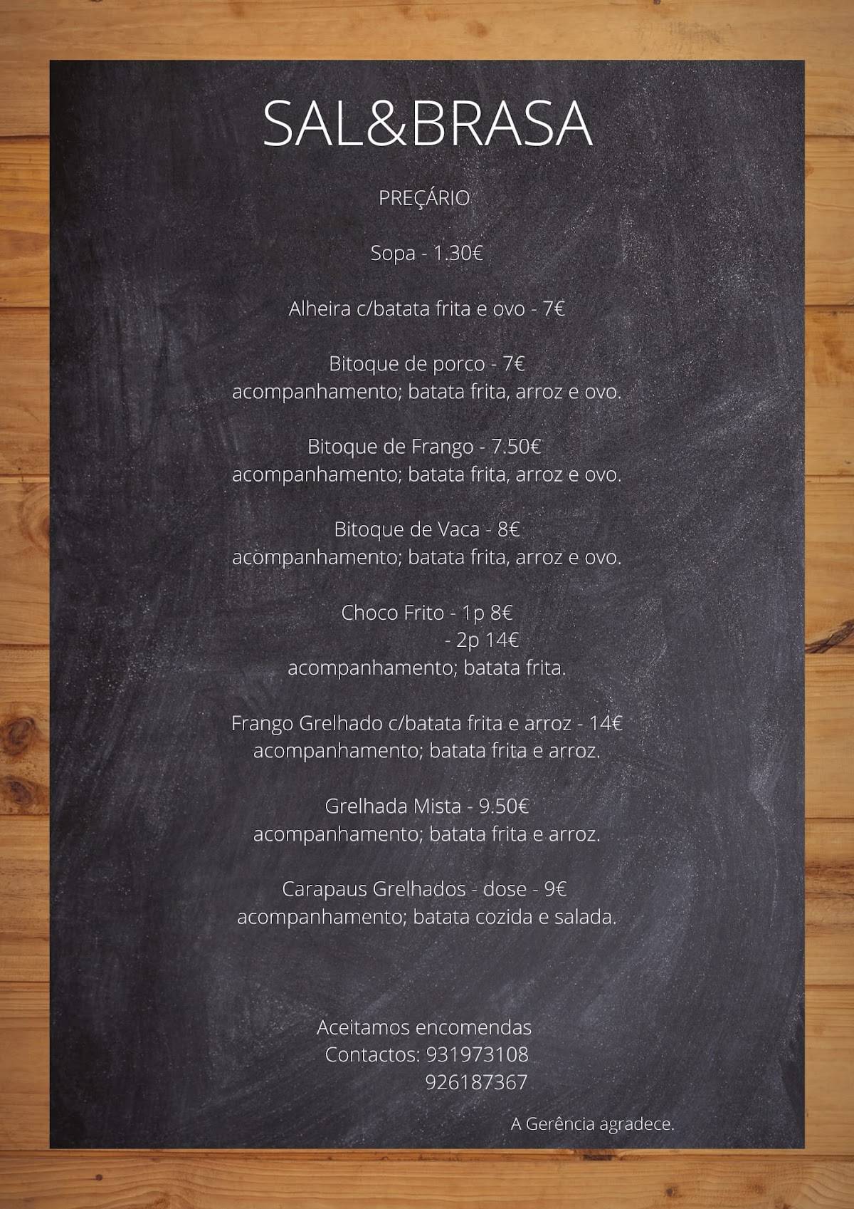 Menu em Sal&Brasa pub & Bar, Setúbal, R. Pinheirinhos 13B