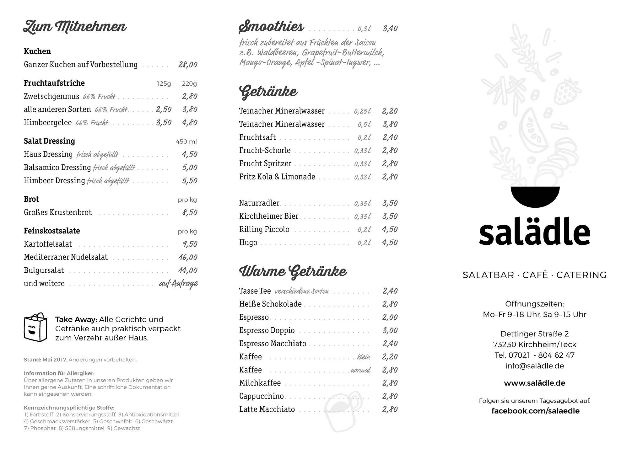 Menu at Salädle pub & bar, Kirchheim unter Teck, Dettinger Str. 2