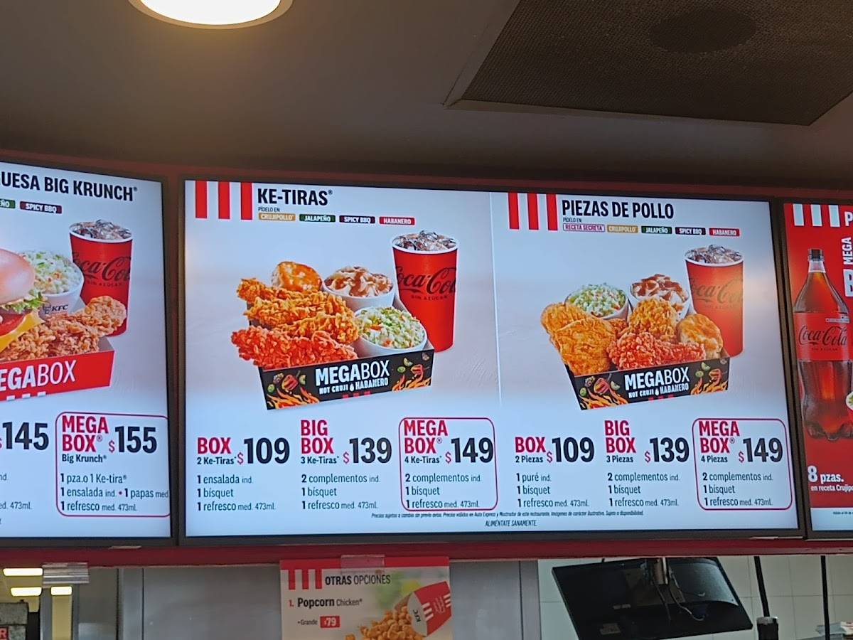 Menu at KFC Lourdes restaurant, Saltillo, Blvd. Antonio Cárdenas 2570