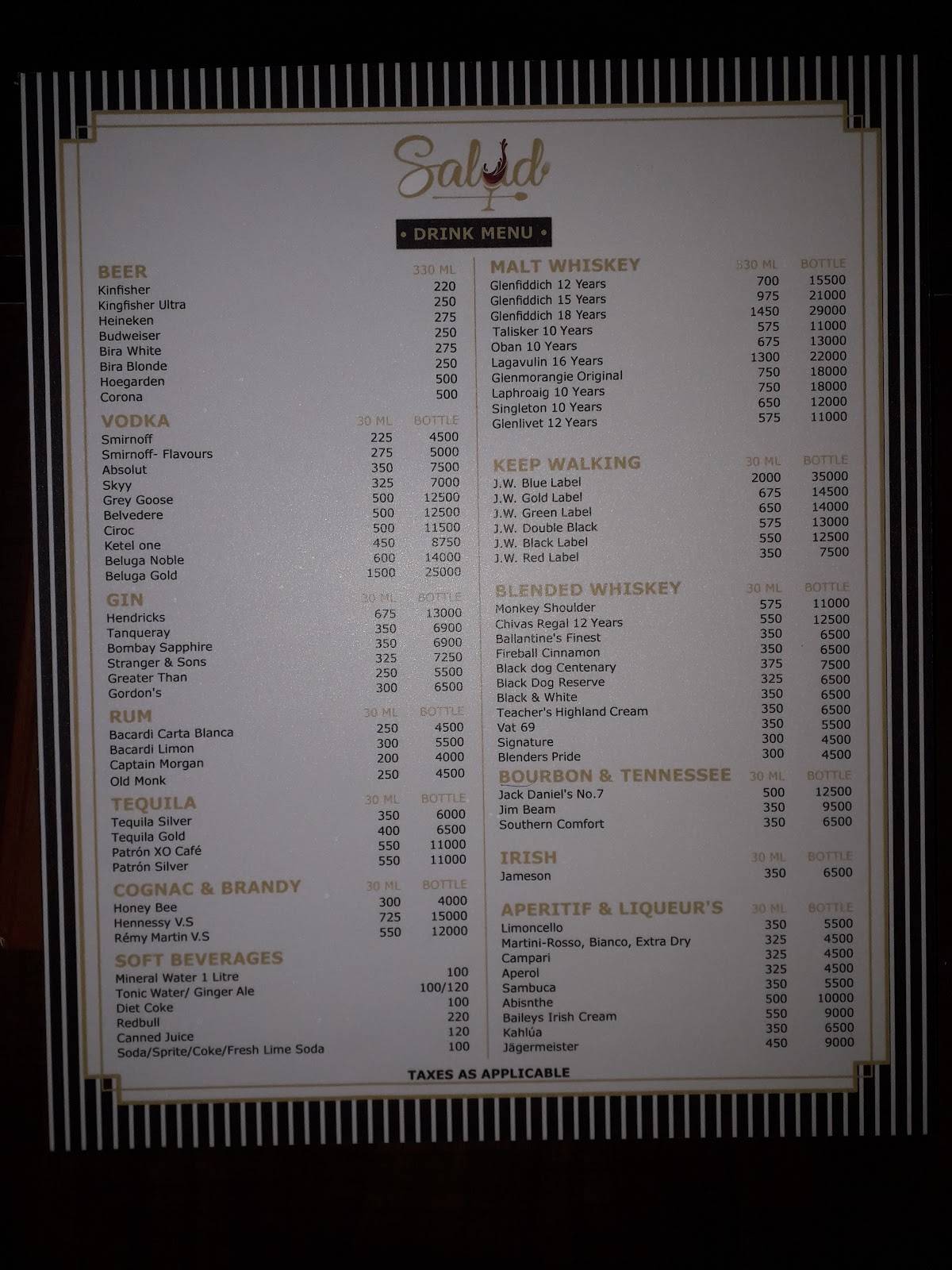 Menu at THE 25TH HOUR, Mumbai