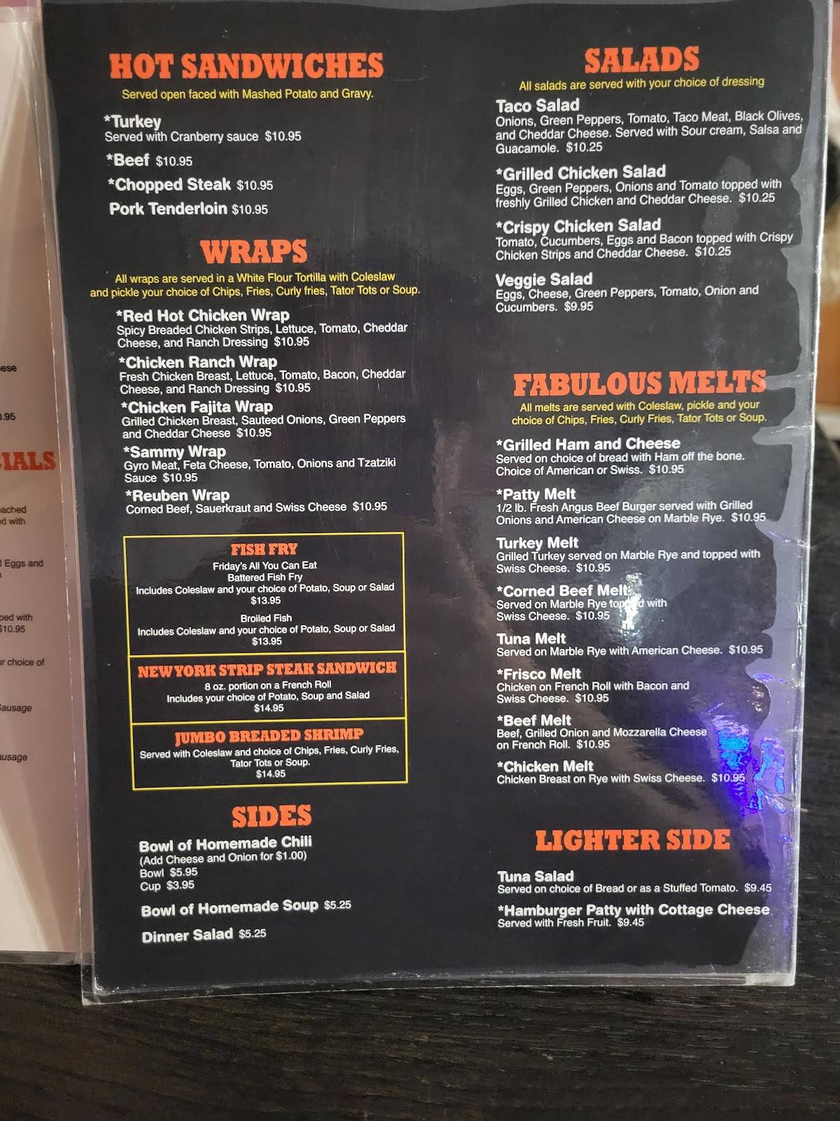 Menu at Sammy's Restaurant & Bar, Huntley