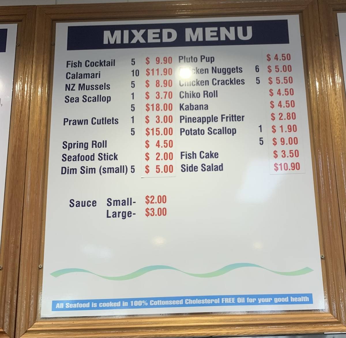 Menu at Samson Fish Seafood restaurant, Cleveland