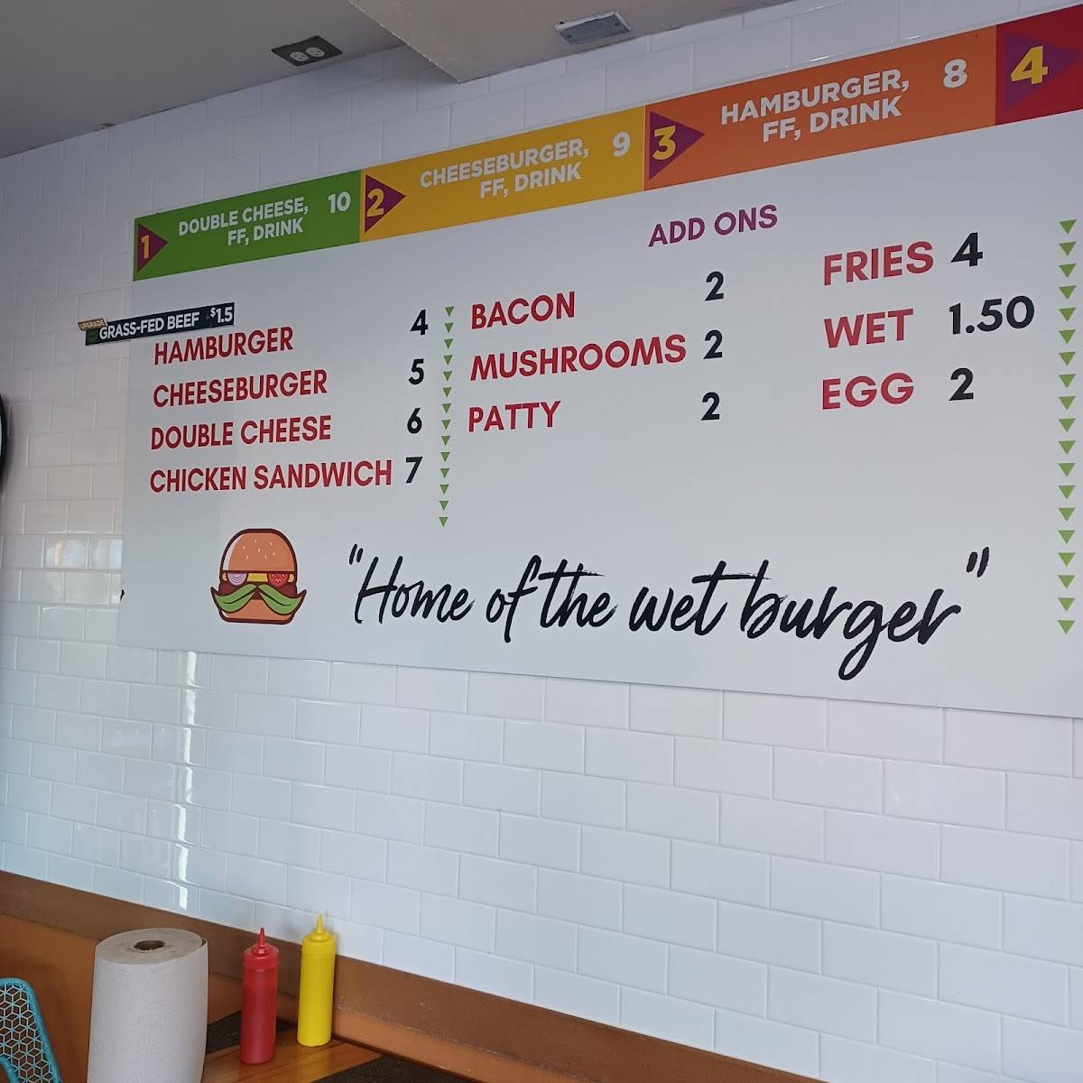 Menu at Mr Juicy restaurant, San Antonio