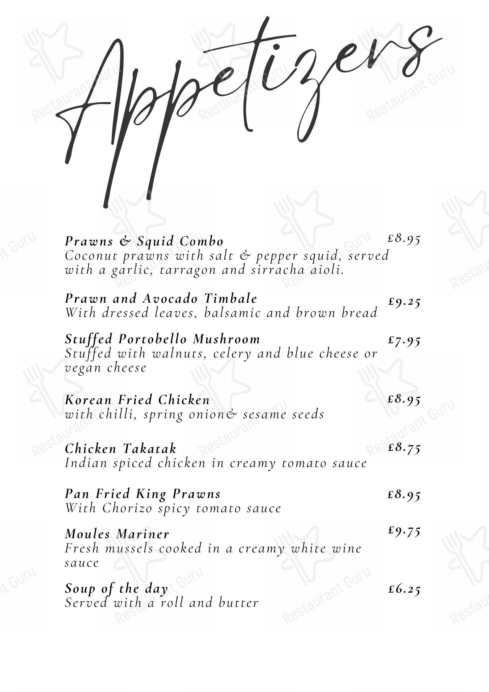 Menu at San Clu, Hotel Bar & Brasserie, Ramsgate
