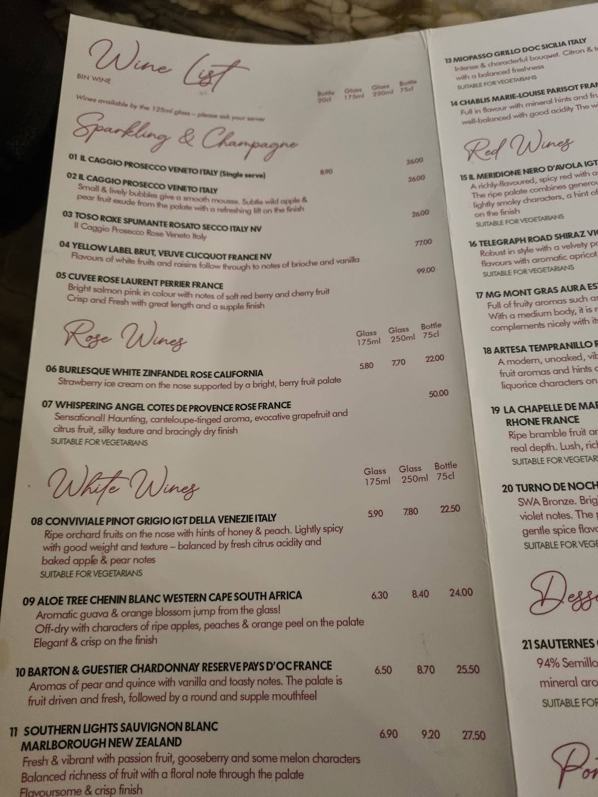 Menu at San Fairie Ann restaurant, Southend-on-Sea