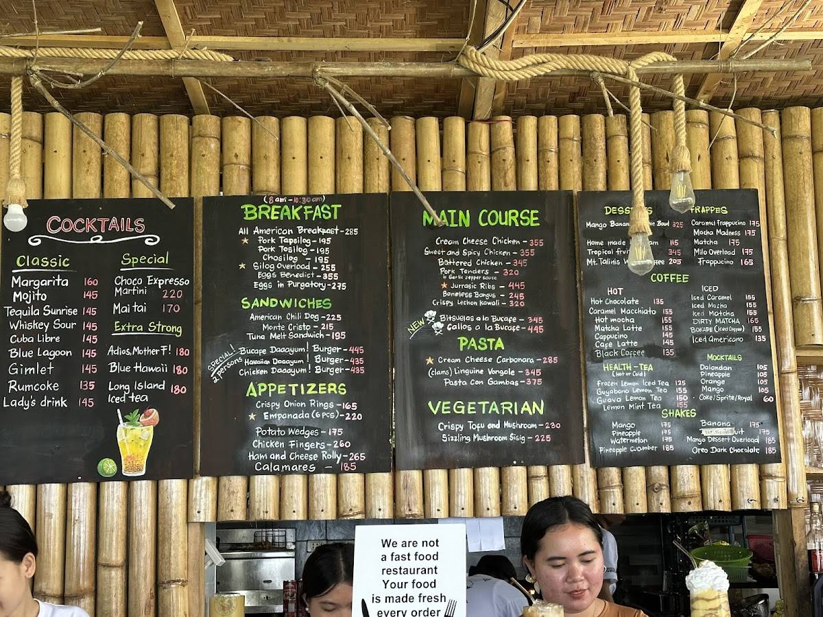 Menu at Bucafe (Bukid Cafe), San Juan