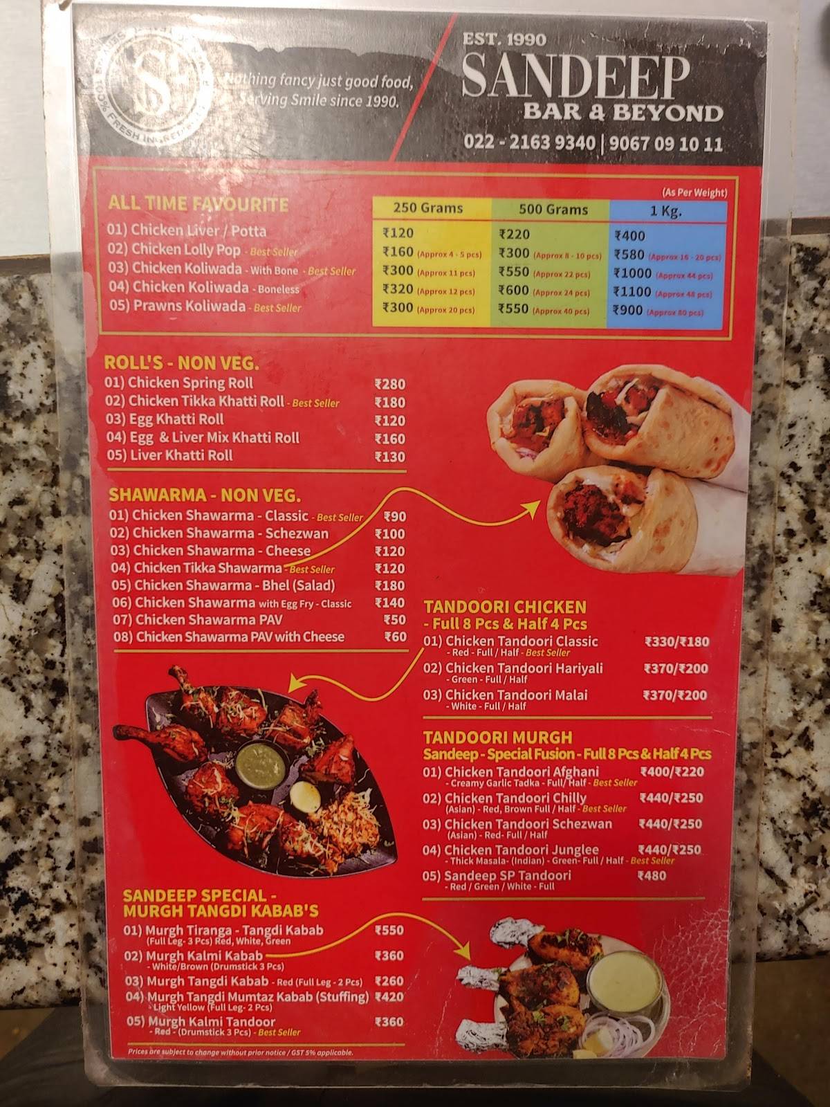 Menu at Sandeep Bar & Beyond - EST 1990 - Mulund East, Mumbai