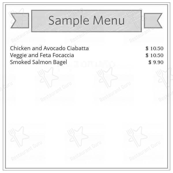 Menu at Sandrock restaurant, Parkville