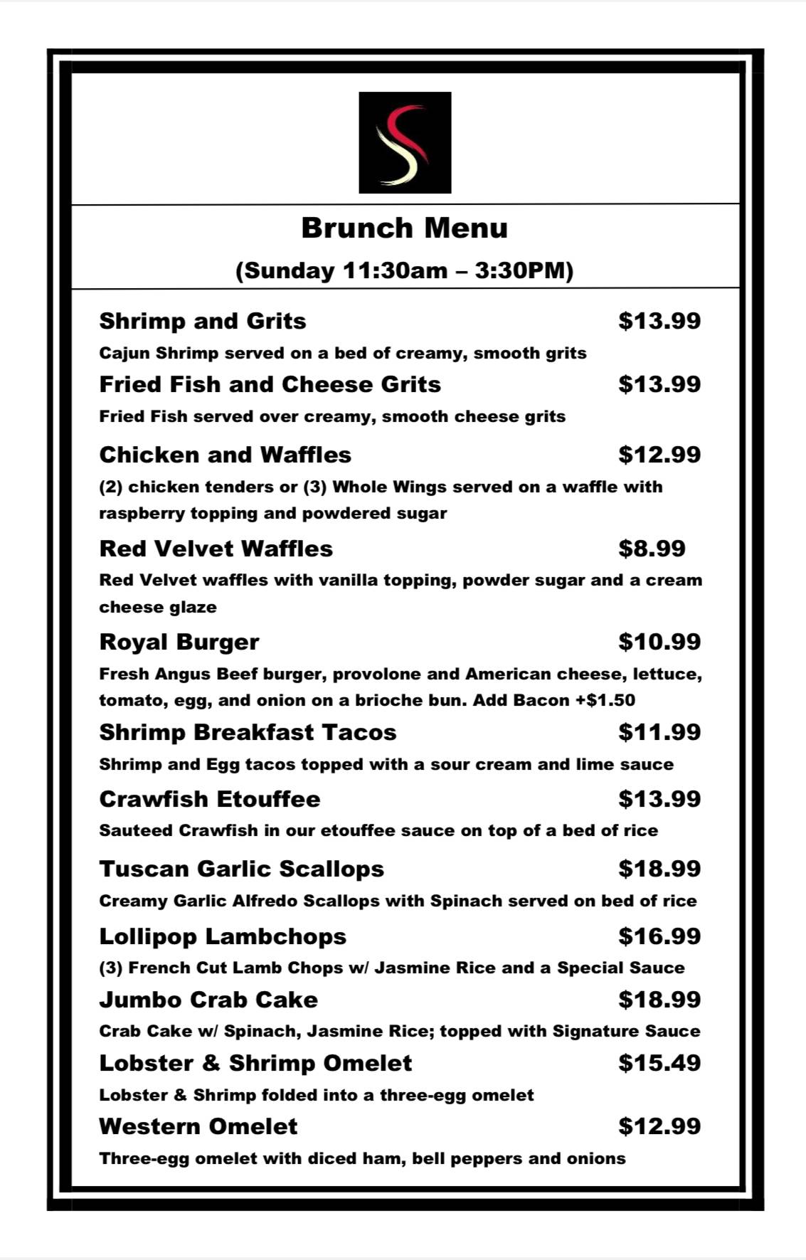 Menu at Sands Seafood and Sports Bar, Huber Heights