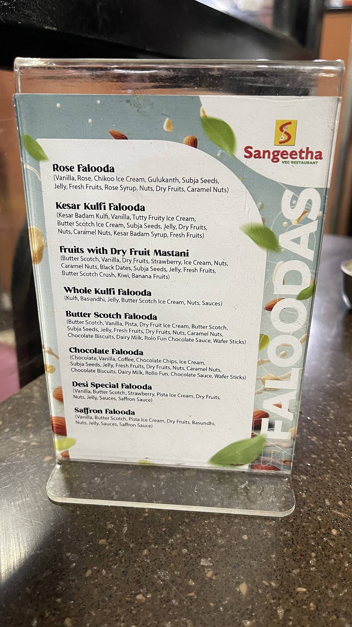 Menu at Sangeetha Veg Restaurant - Adyar, Chennai, No: 7