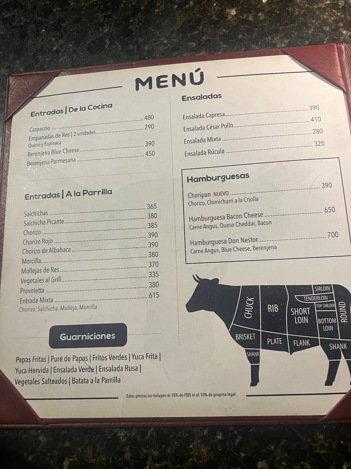 Menu at Don Nestor Parrillada, Santo Domingo, Av. Lope de Vega 13
