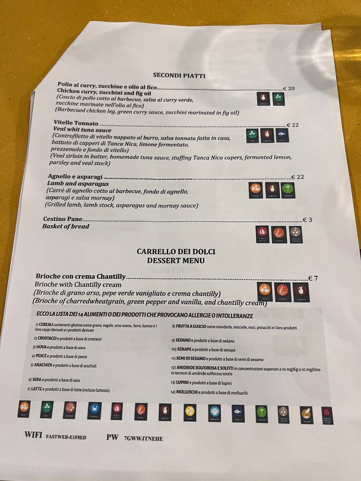 Menu da SantoPalato ristorante, Roma