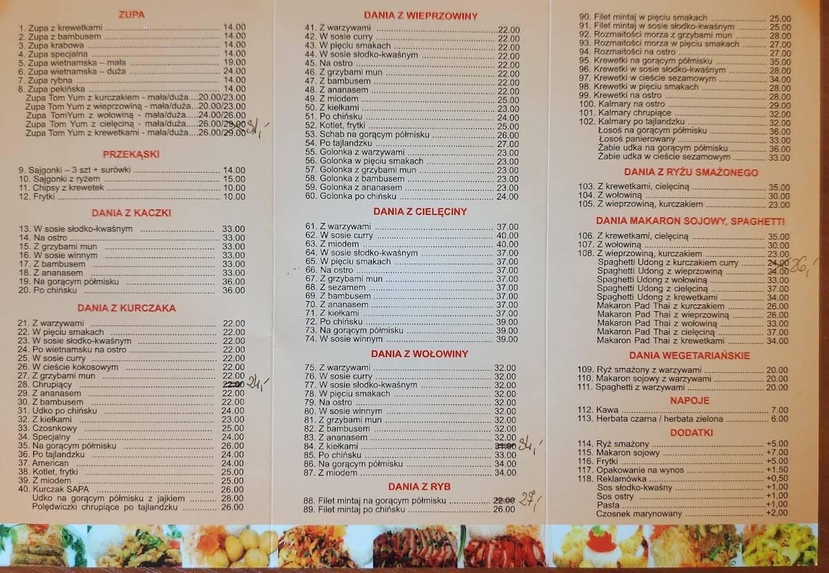 Menu at Sapa restaurant, Nasielsk