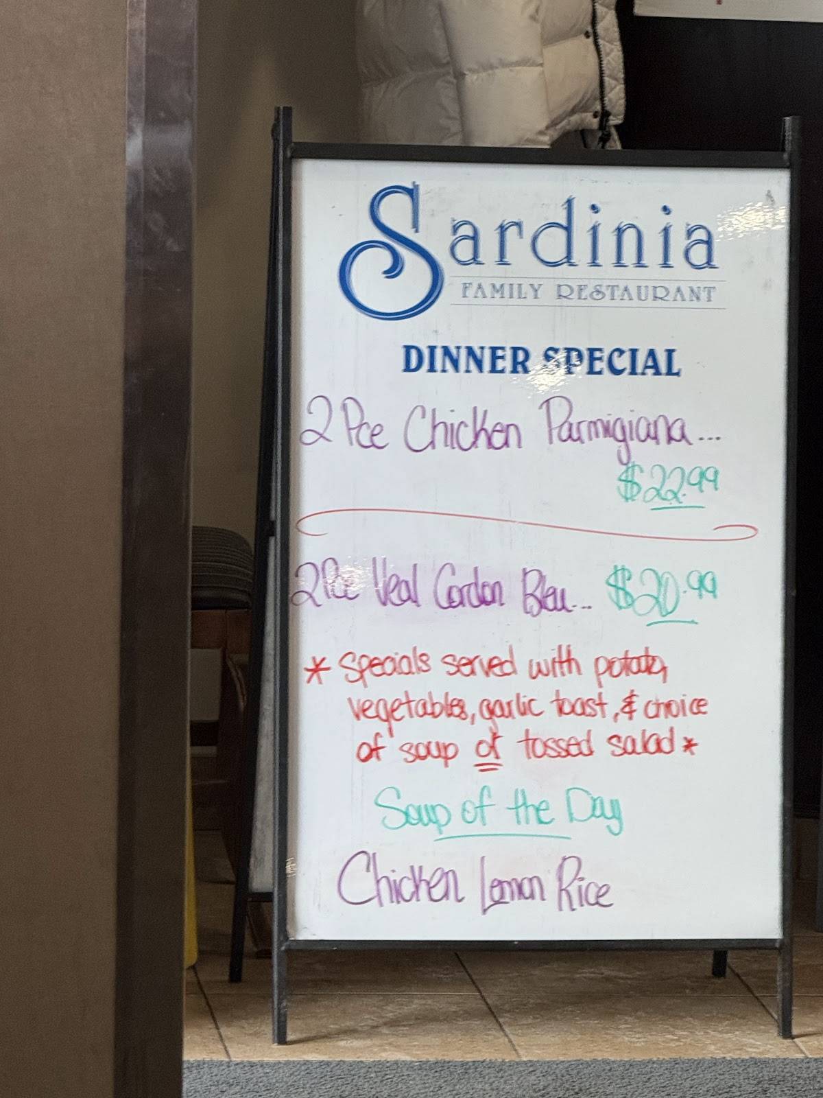 Menu at Sardinia Family Restaurant, Saskatoon, Idylwyld Dr N