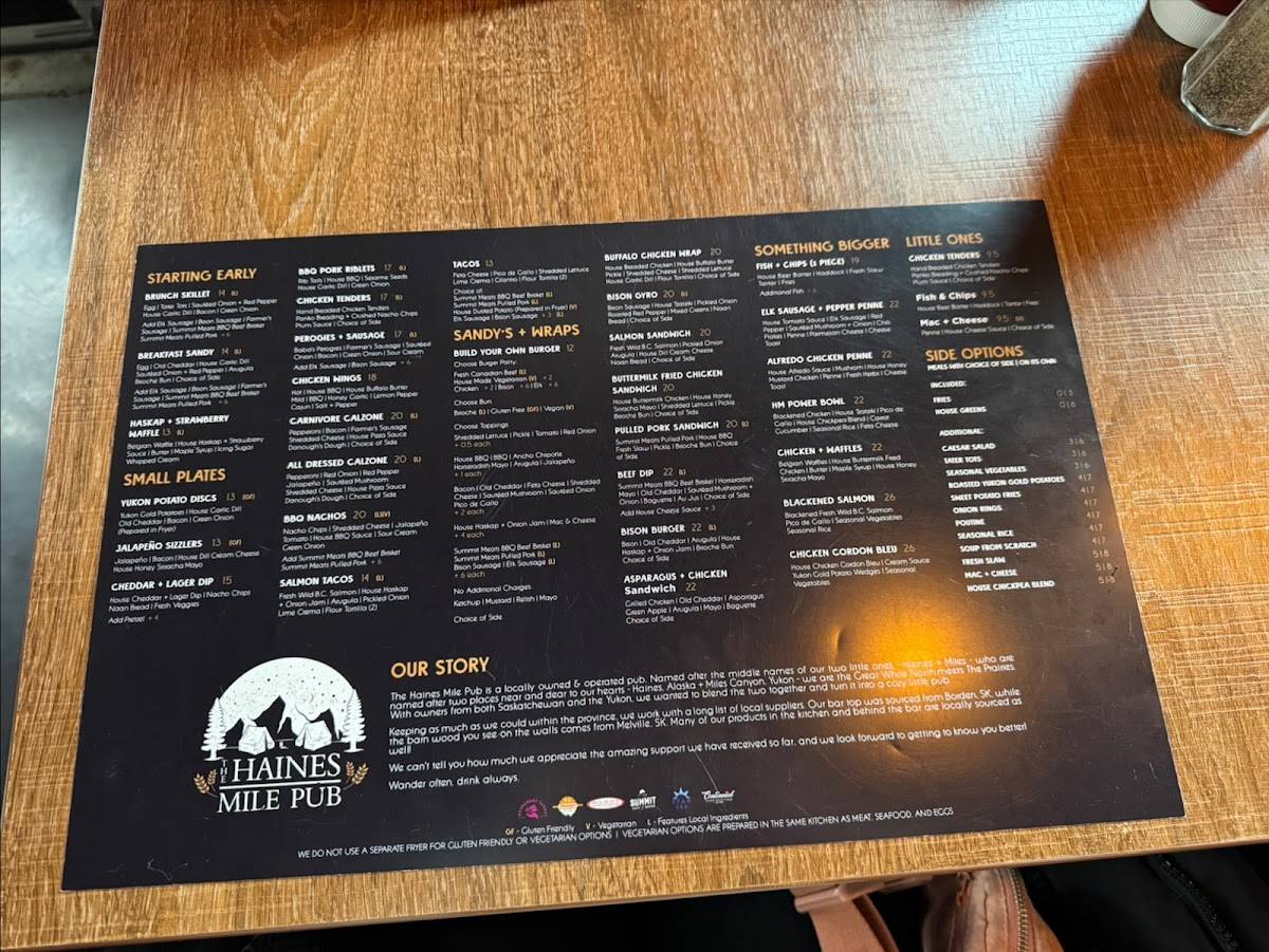 Menu at The Haines Mile Pub, Saskatoon, Meadows Pkwy #20