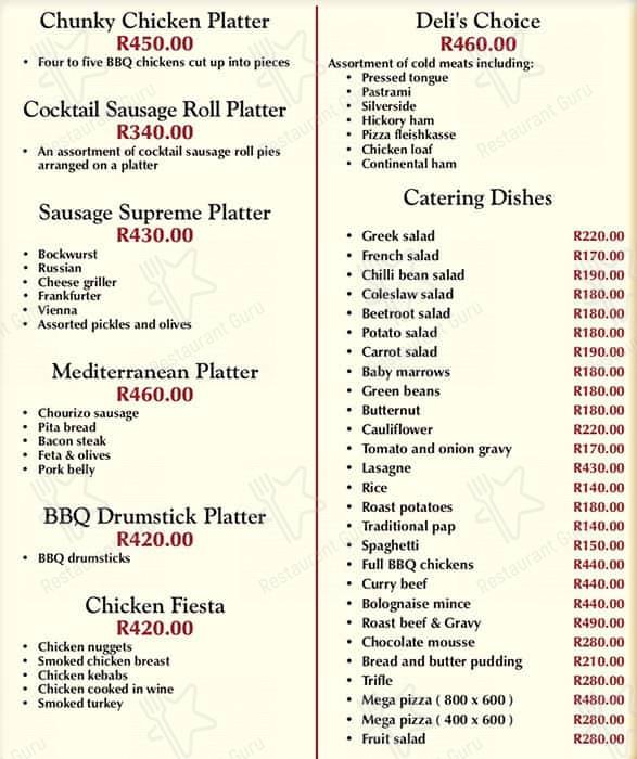 Menu at Satellite Food Emporium & Bakery, Boksburg