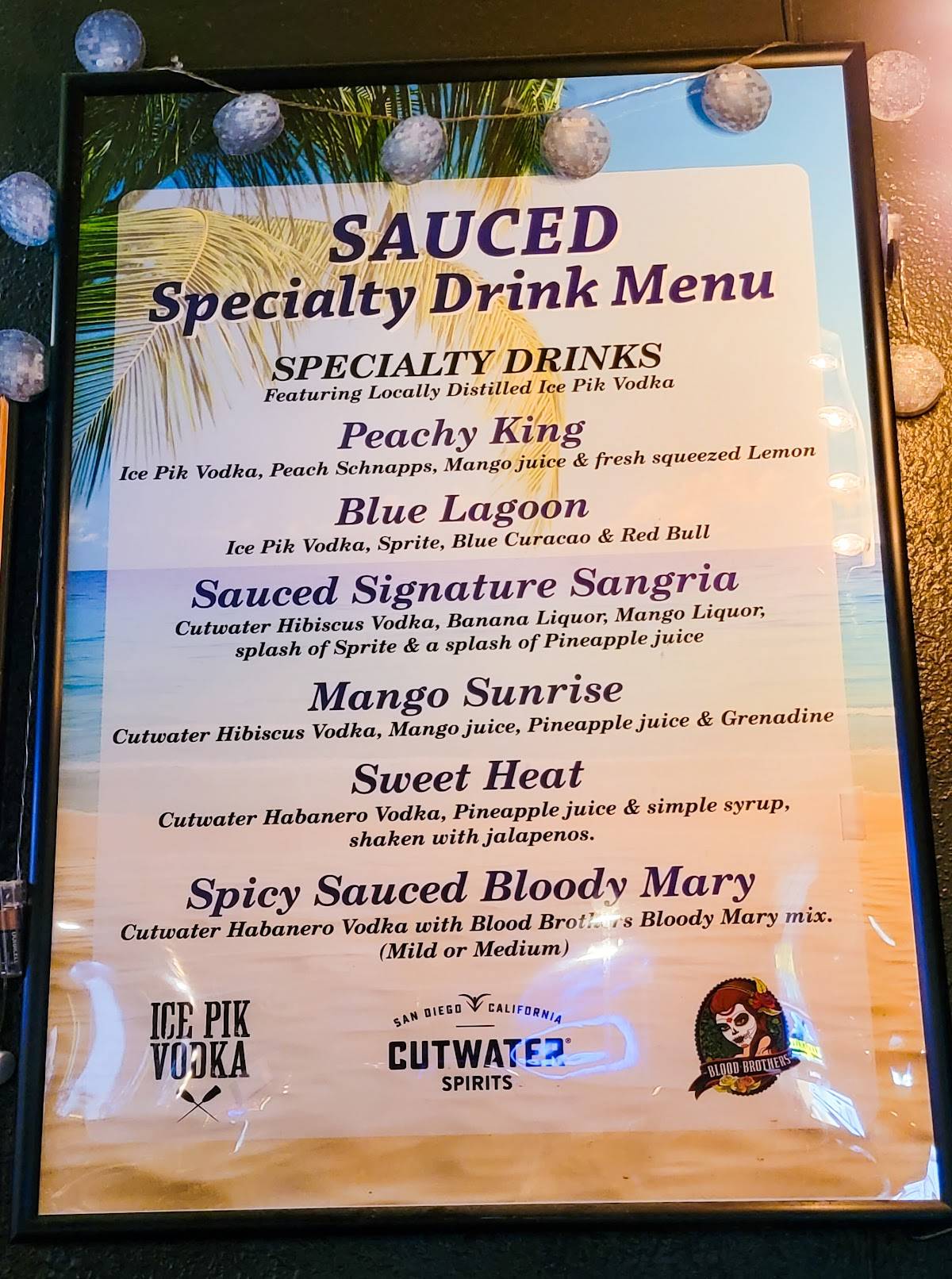 Menu at Sauced Sports Bar, Largo, Seminole Blvd