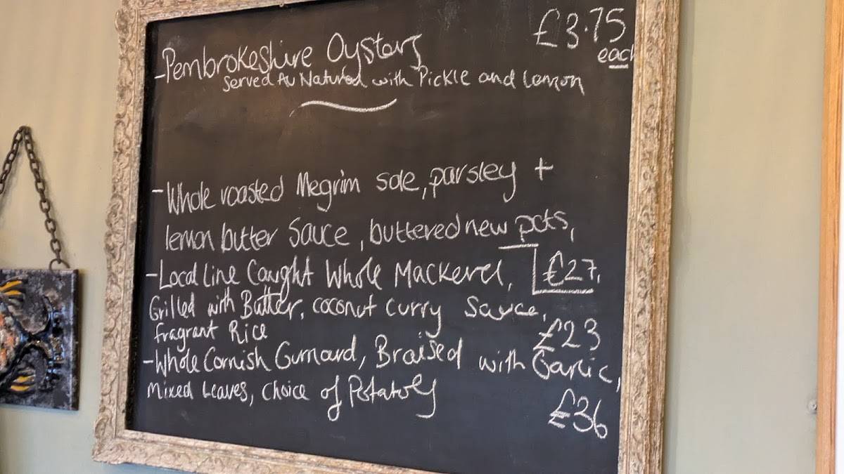 Menu at The Stone Crab restaurant, Saundersfoot
