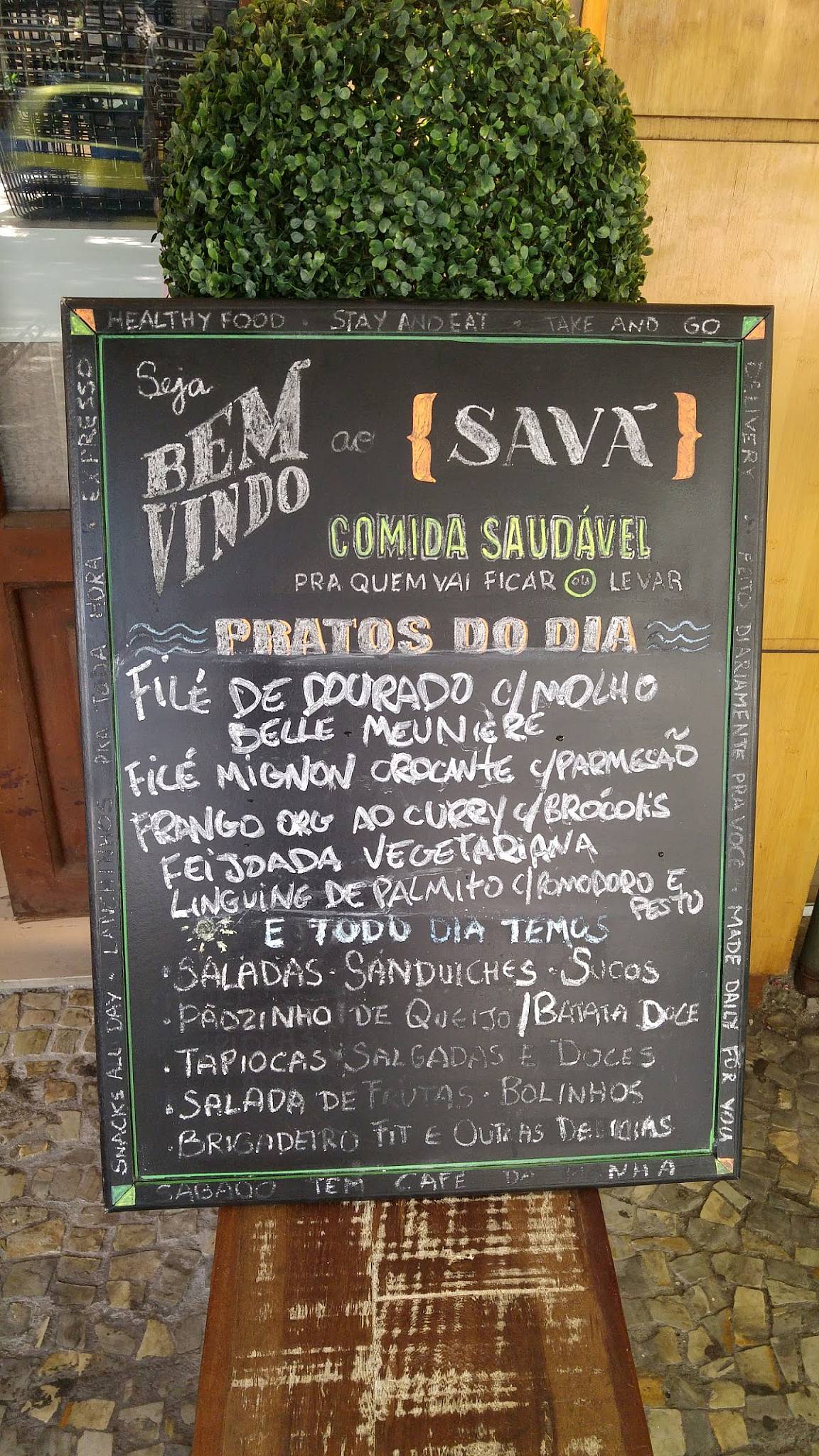 Menu em Savá restaurante, Rio de Janeiro