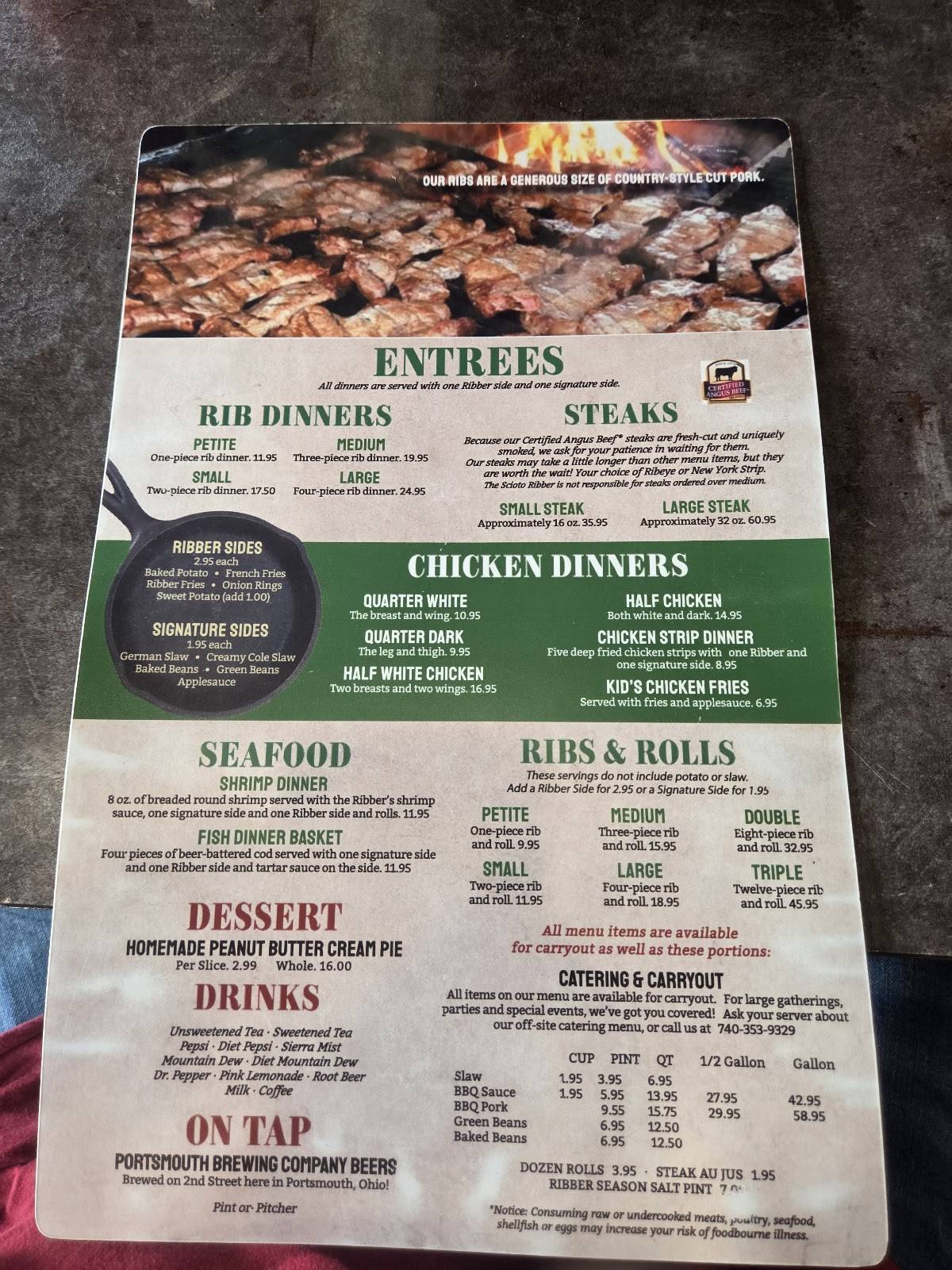 Menu at Scioto Ribber BBQ, Portsmouth