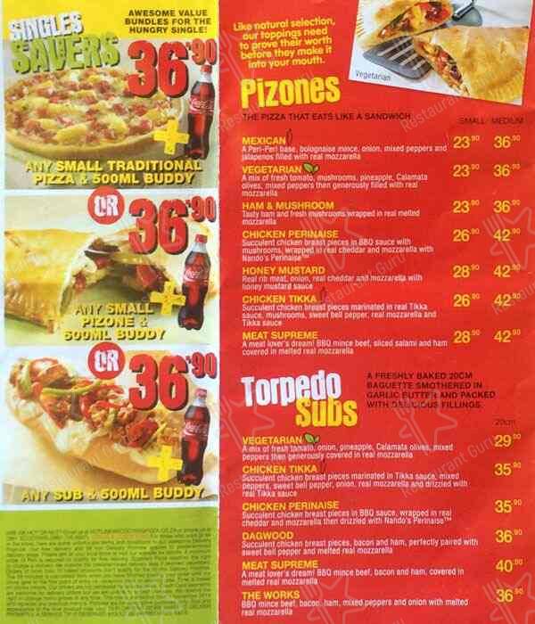 Speisekarte von Scooters Pizza, Randburg, Shop 34